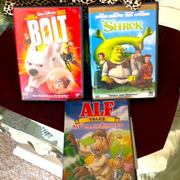 Media | 3 Dvd Bundle Bolt Shrek Alf Like New | Poshmark